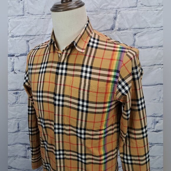 Burberry | Shirts | Burberry Mens Button Up Shirt Nova Check Rainbow ...